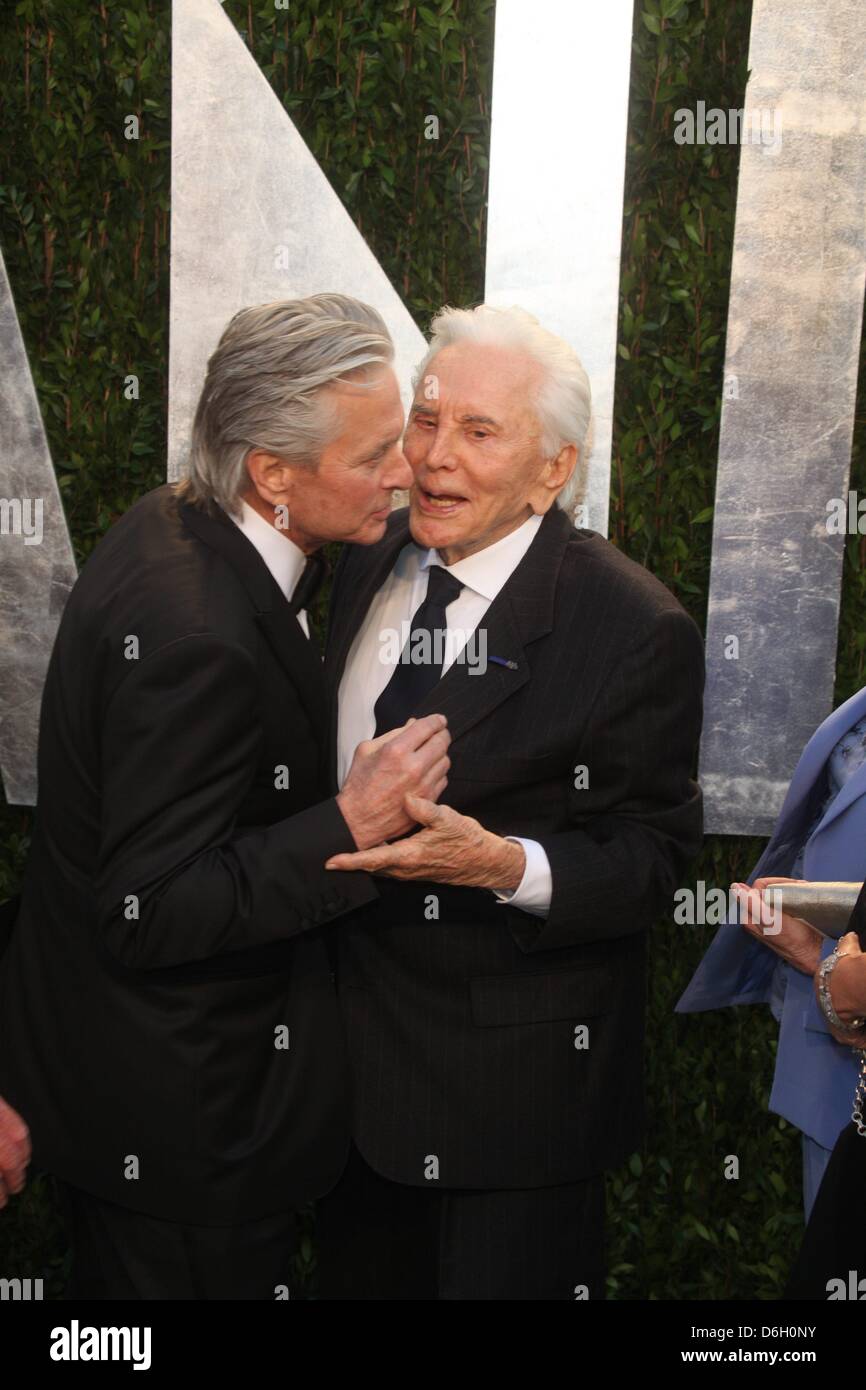 Actor Michael Douglas and his father Kirk Douglas attend the 2012 ...