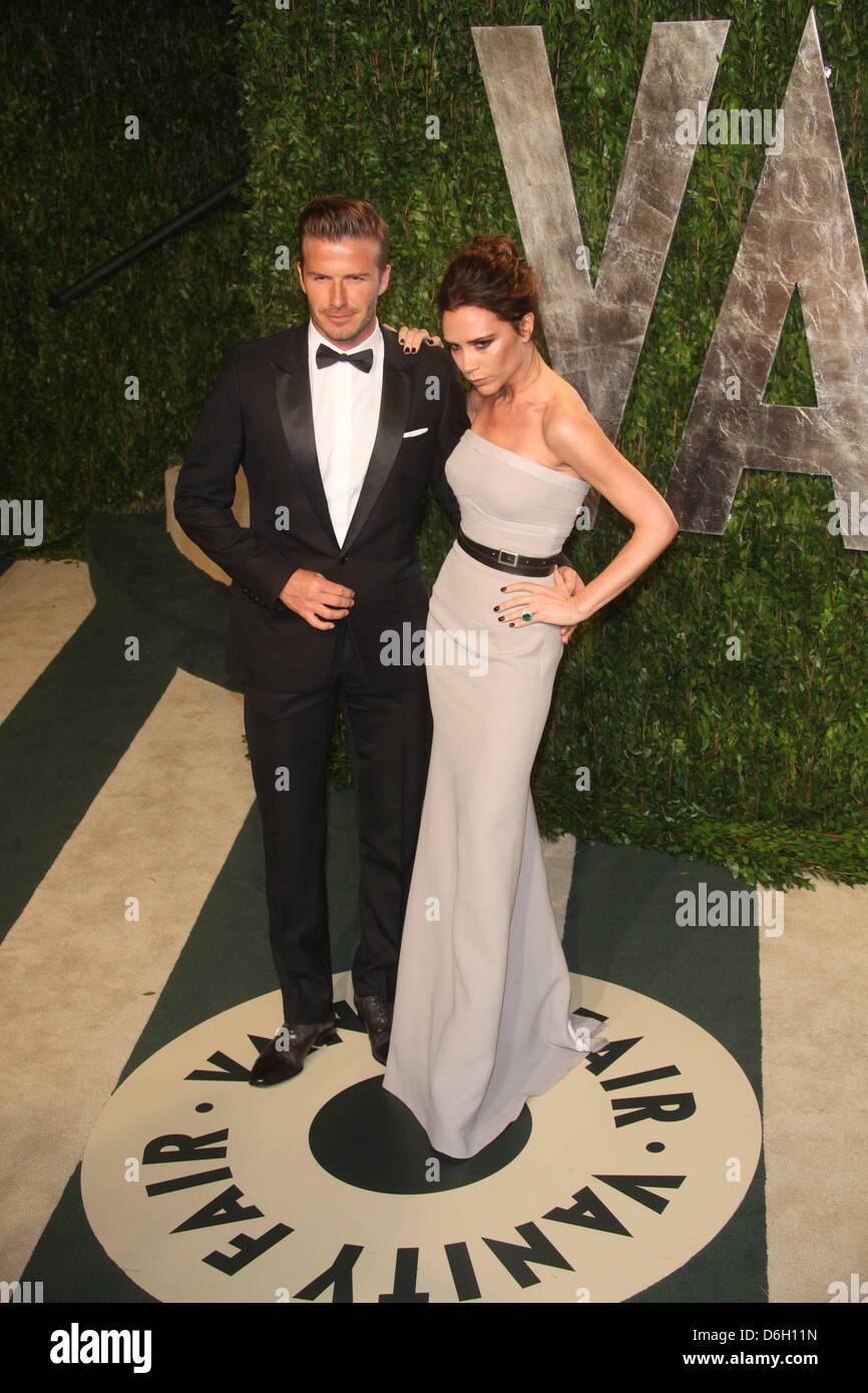 British soccer star David Beckham and his wife Victoria Beckham attend ...