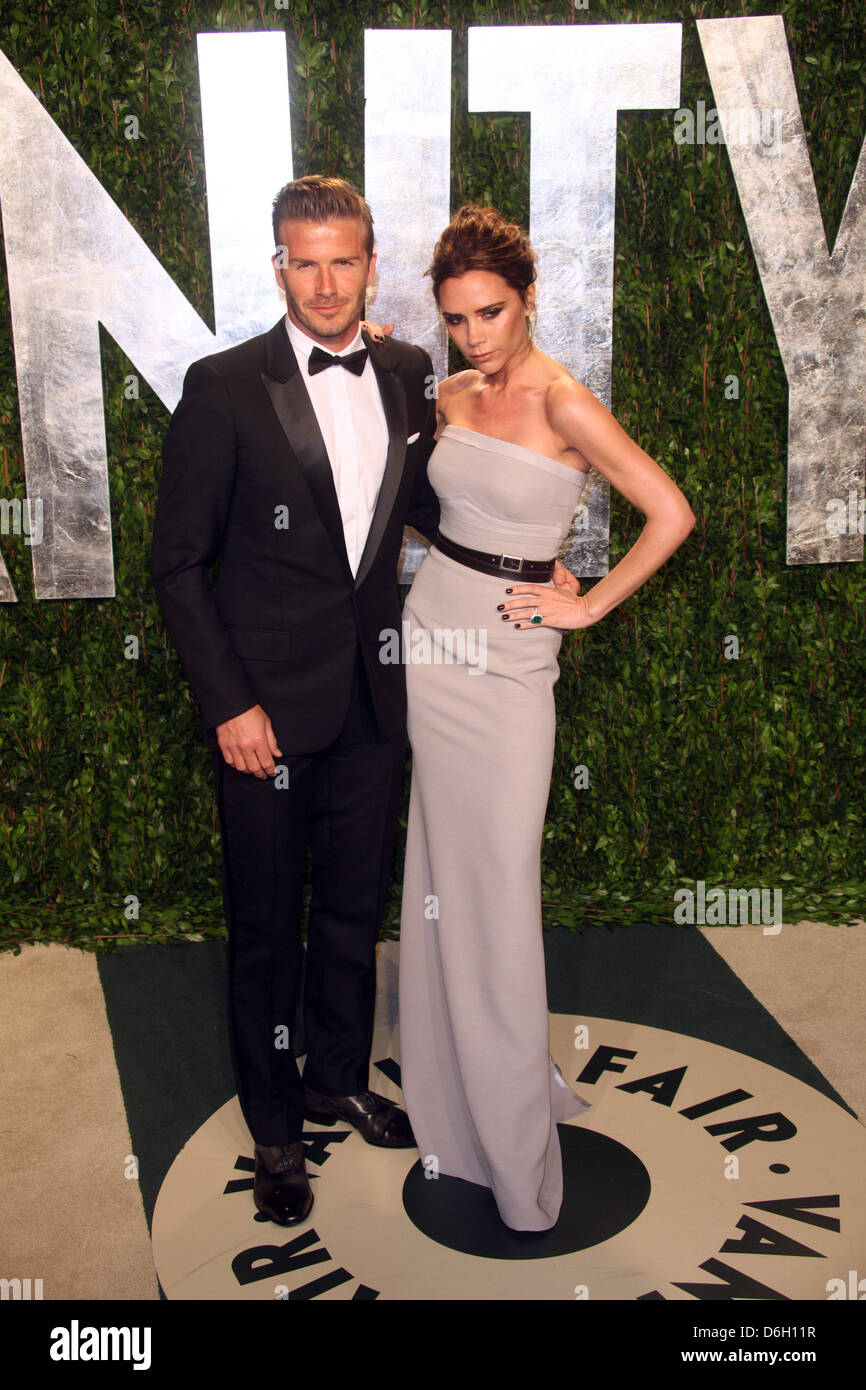British soccer star David Beckham and his wife Victoria Beckham attend ...