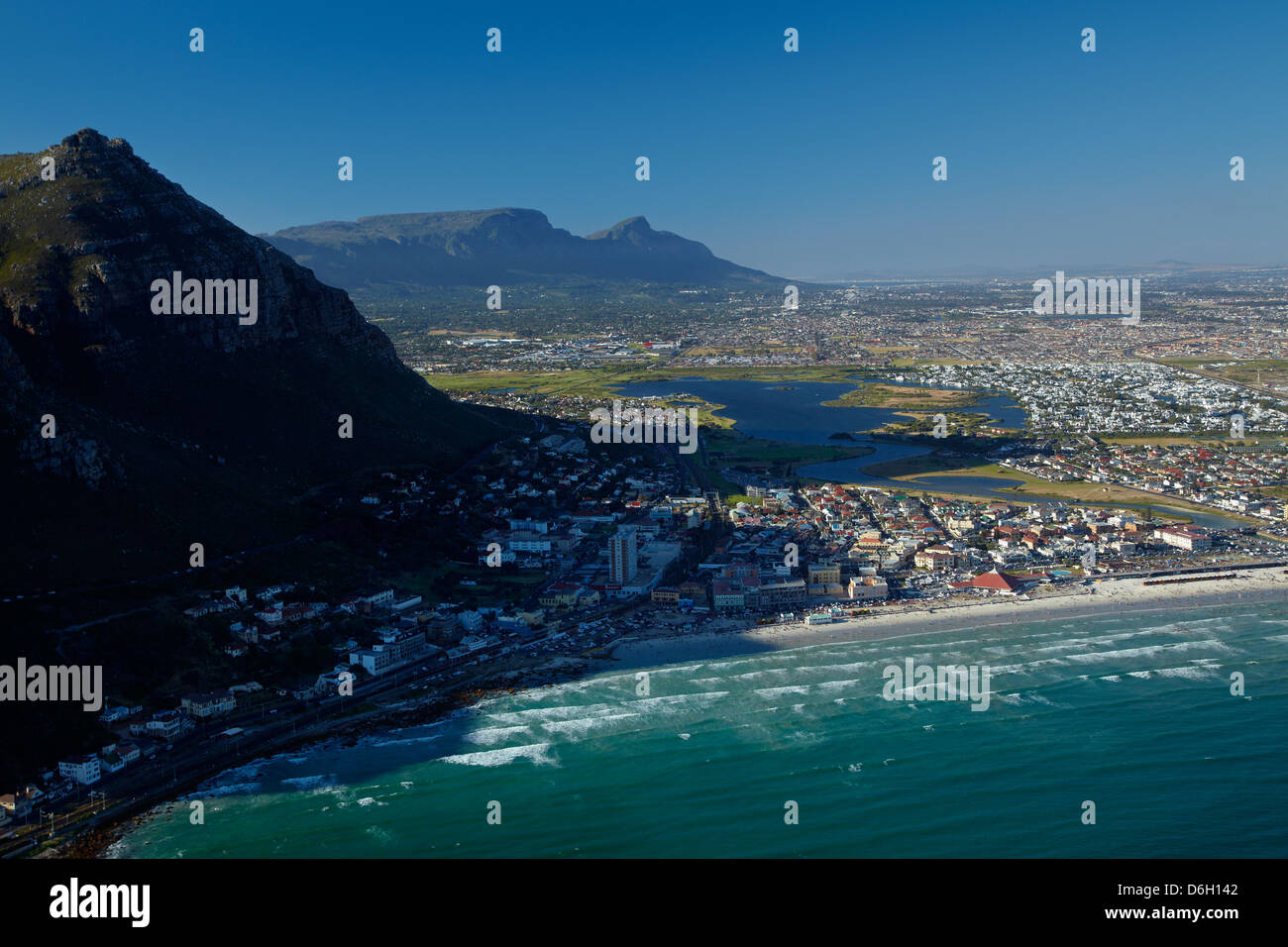 Muizenberg Beach, Cape Town, South Africa - aerial Stock Photo - Alamy