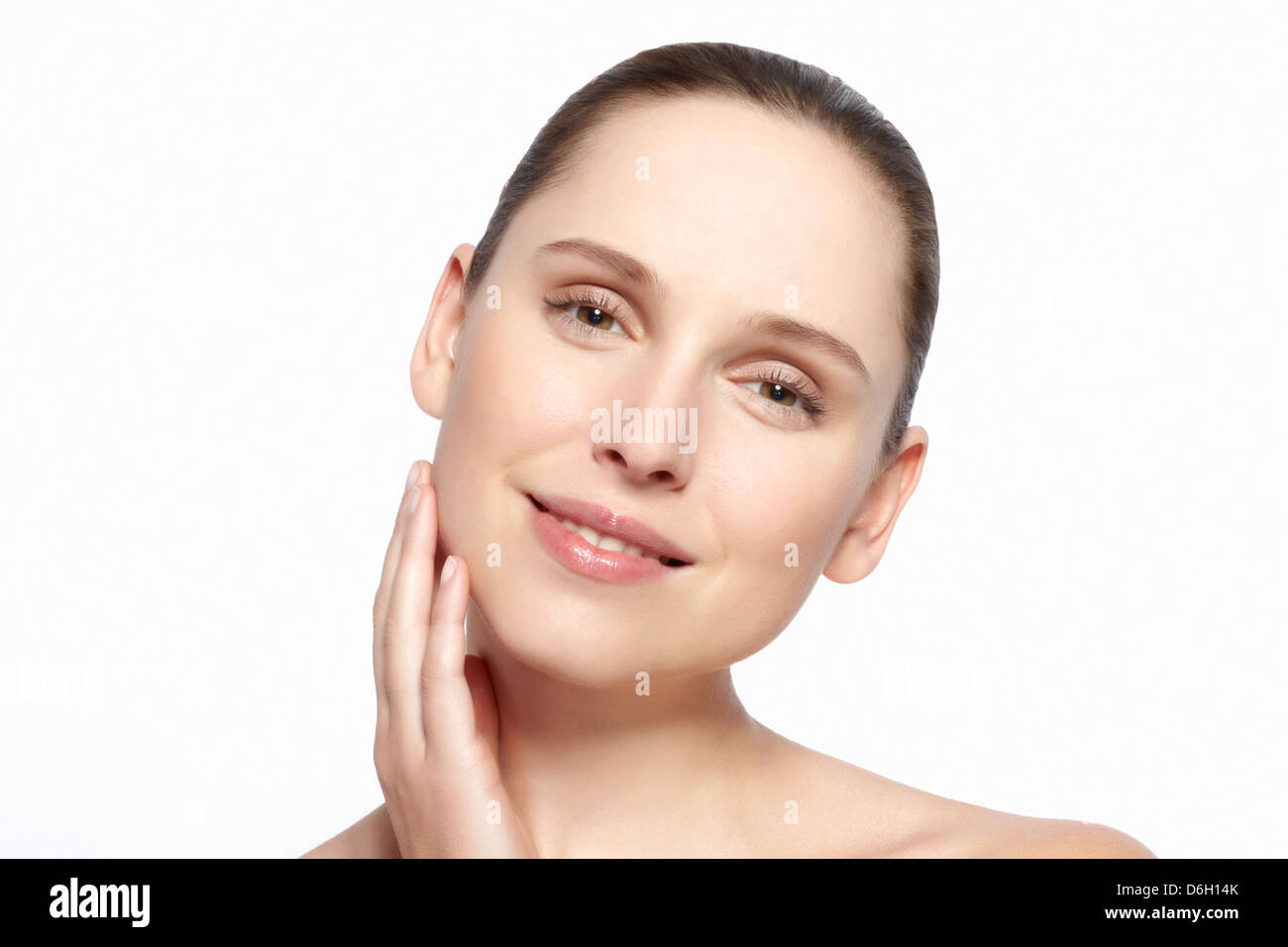 Close up of womans smiling face Stock Photo - Alamy