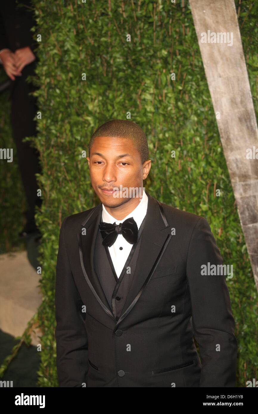 US Rapper Pharrell Williams attends the 2012 Vanity Fair Oscar Party at ...