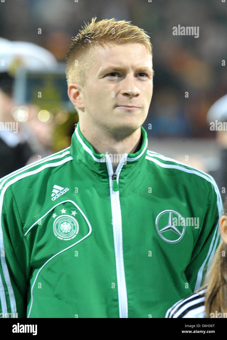Germany's Marco Reus listens to the German national anthem before the ...