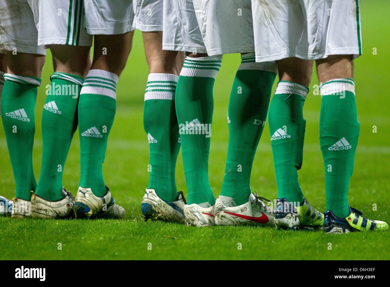 Legs of German players before the international friendly soccer match ...