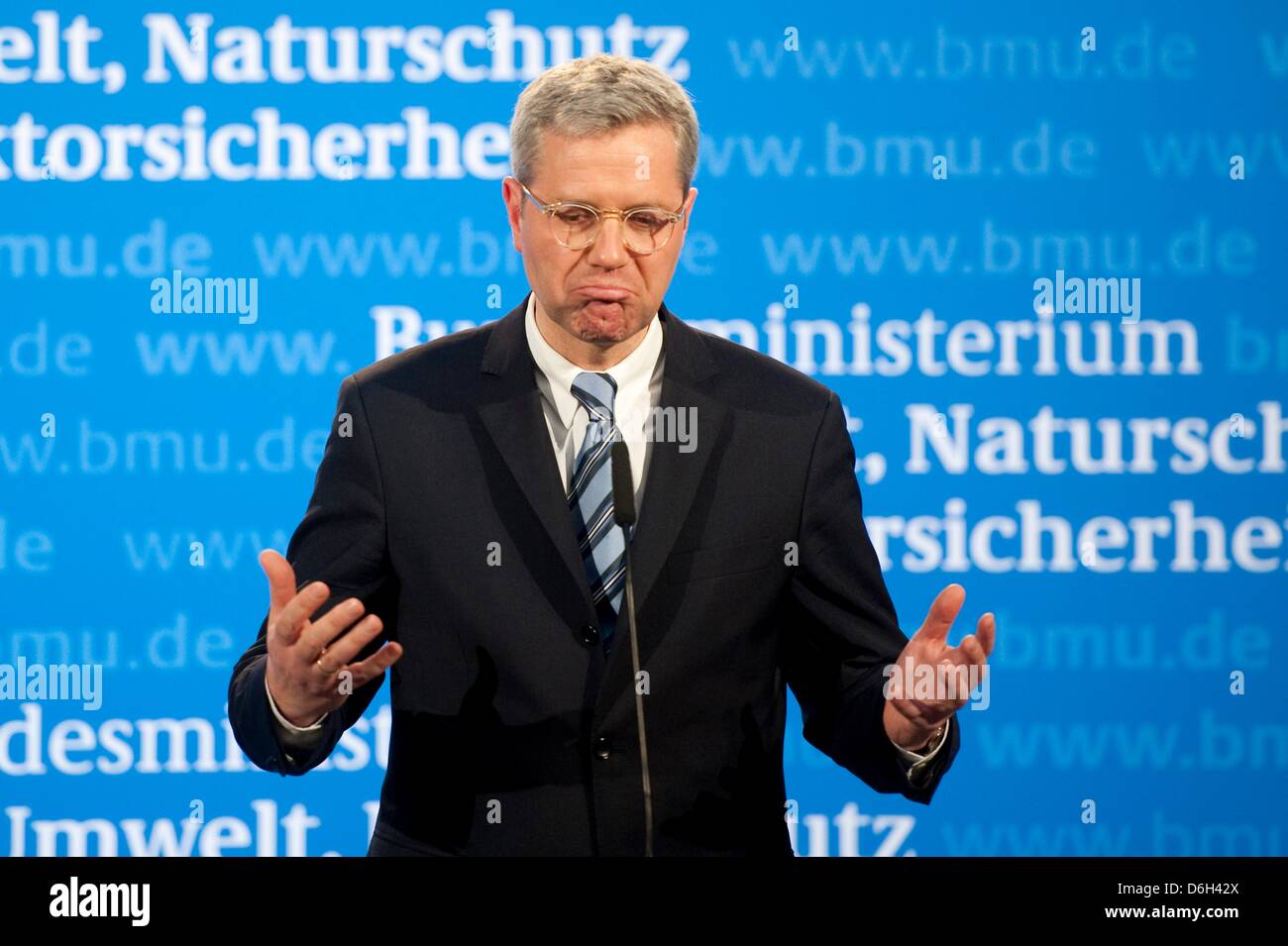 German Minister of the Environment Norbert Roettgen (CDU) speaks at a ...