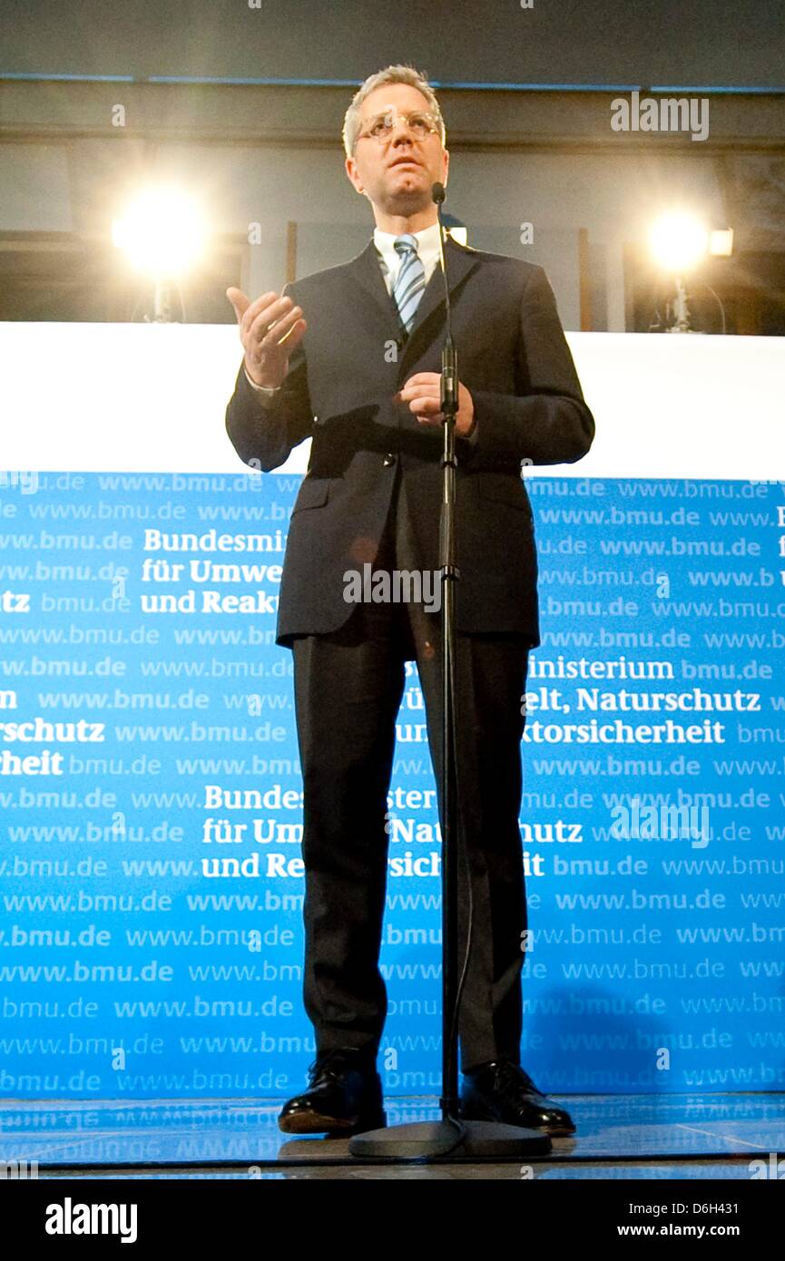 German Minister of the Environment Norbert Roettgen (CDU) speaks at a ...