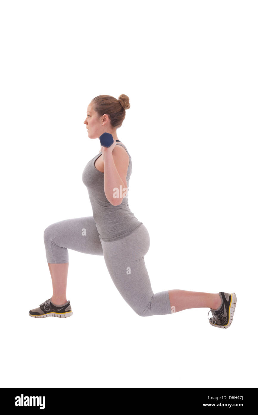 Female Exercise and Fitness on white background Stock Photo - Alamy