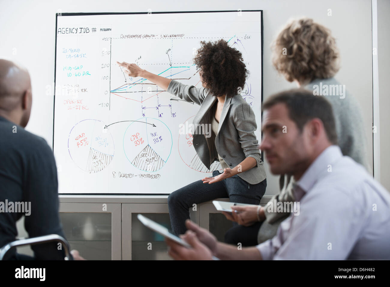 Businesswoman using graph in meeting Stock Photo - Alamy