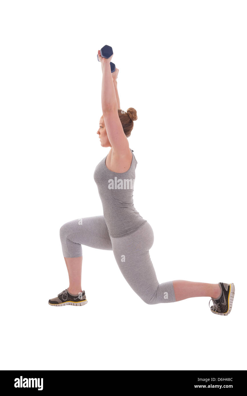 Female Exercise and Fitness on white background Stock Photo - Alamy