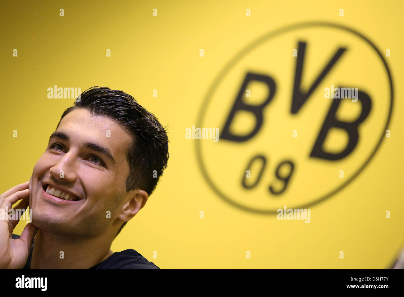 Borussia Dortmund's Nuri Sahin talks during a press conference at ...