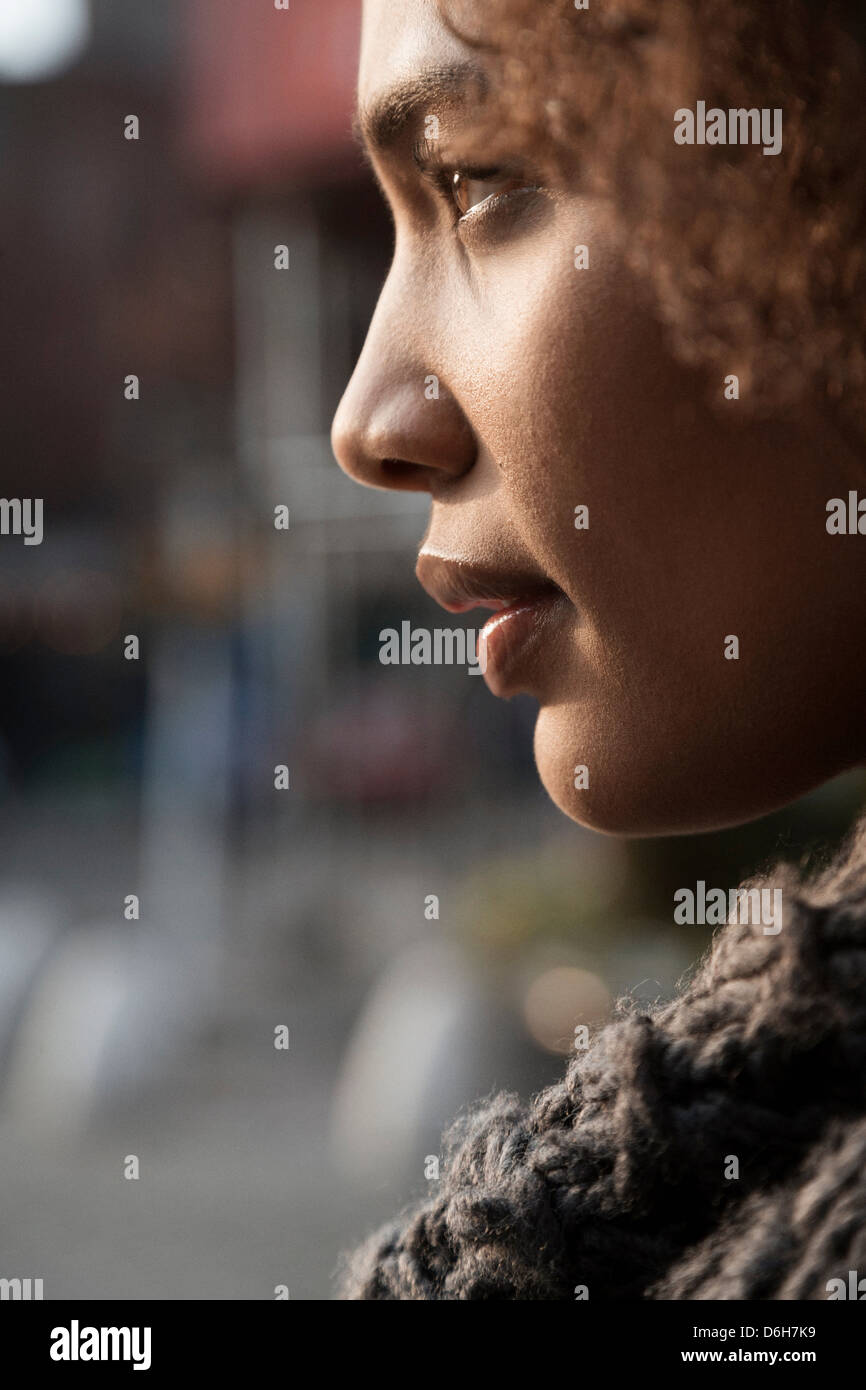 Profile view of woman's face Stock Photo - Alamy