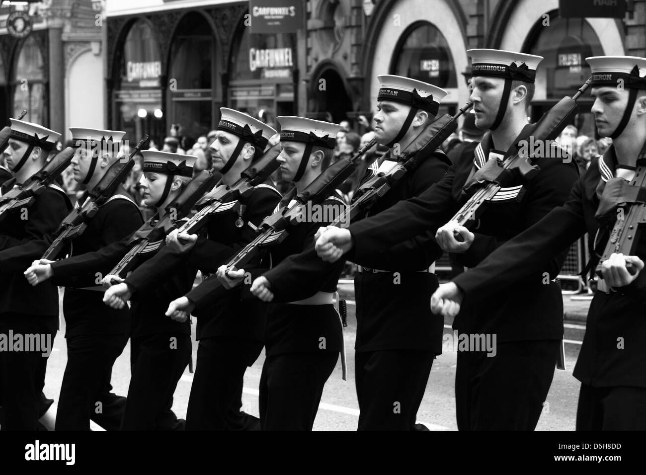Members of the British Navy march towards St Paul's Cathedral during ...