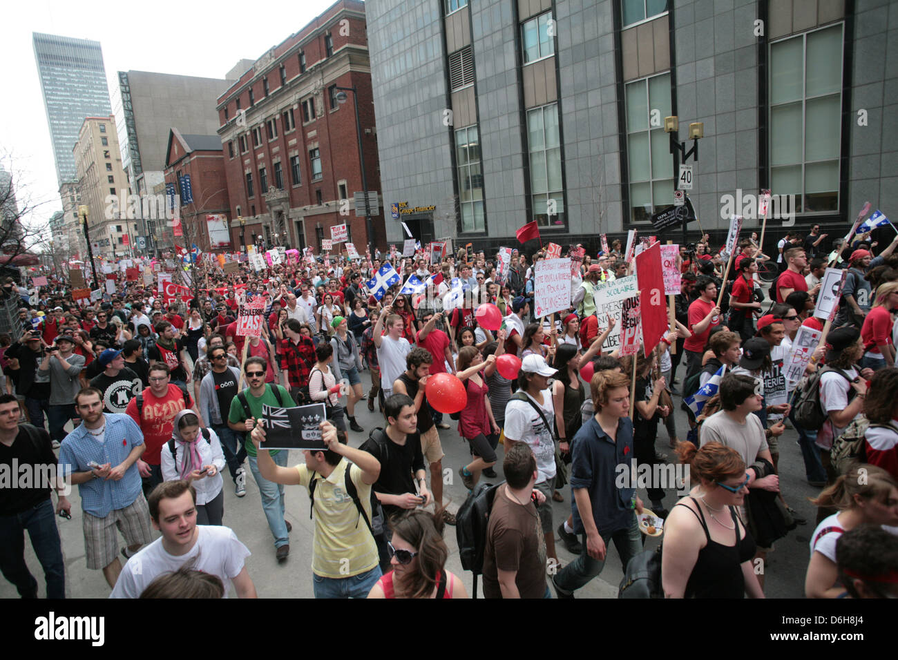 Student protest against tuition hikes in Montreal, Quebec Stock Photo ...