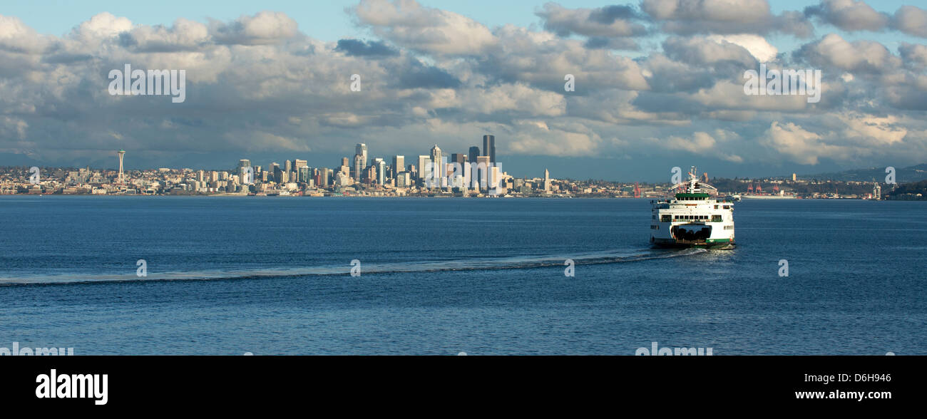 Ship sailing in Seattle harbor Stock Photo - Alamy