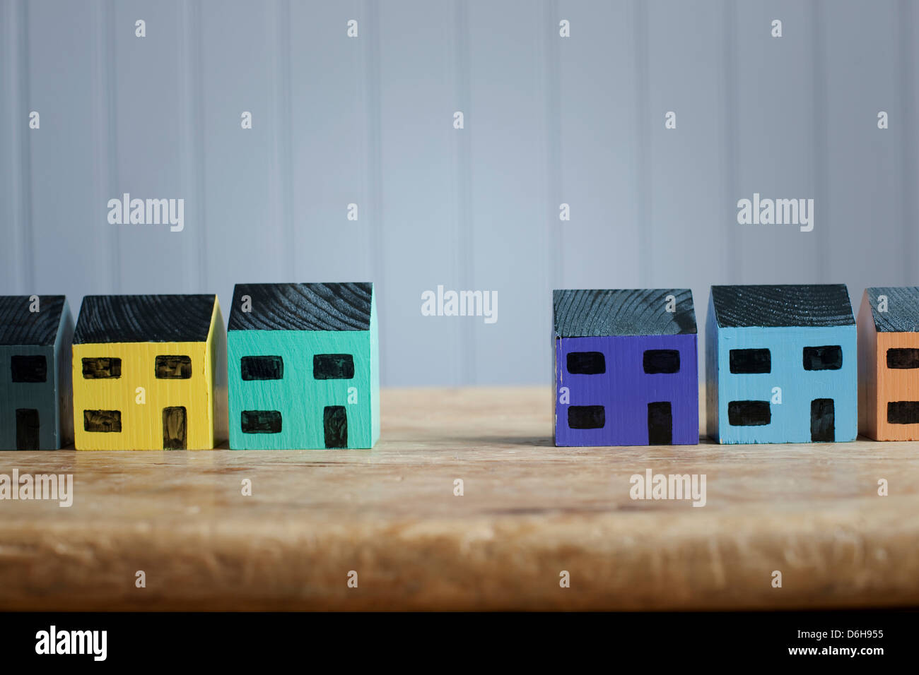 Colorful model houses on counter Stock Photo - Alamy
