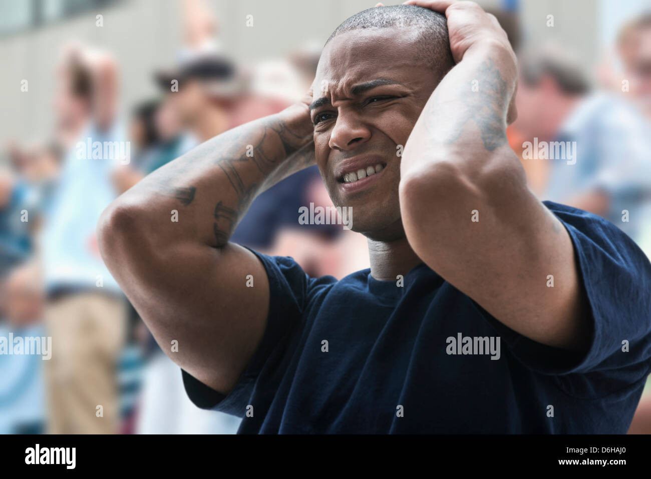 Disappointed man sport stadium watching hi-res stock photography and ...