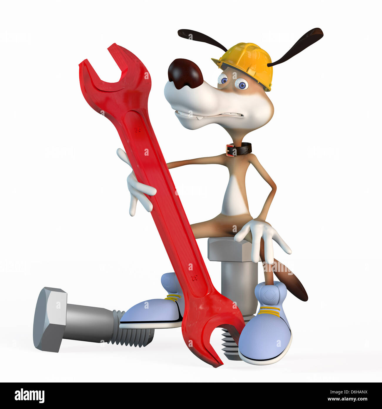 Illustration, Dog worker. Dog working at plant with tools Stock Photo ...