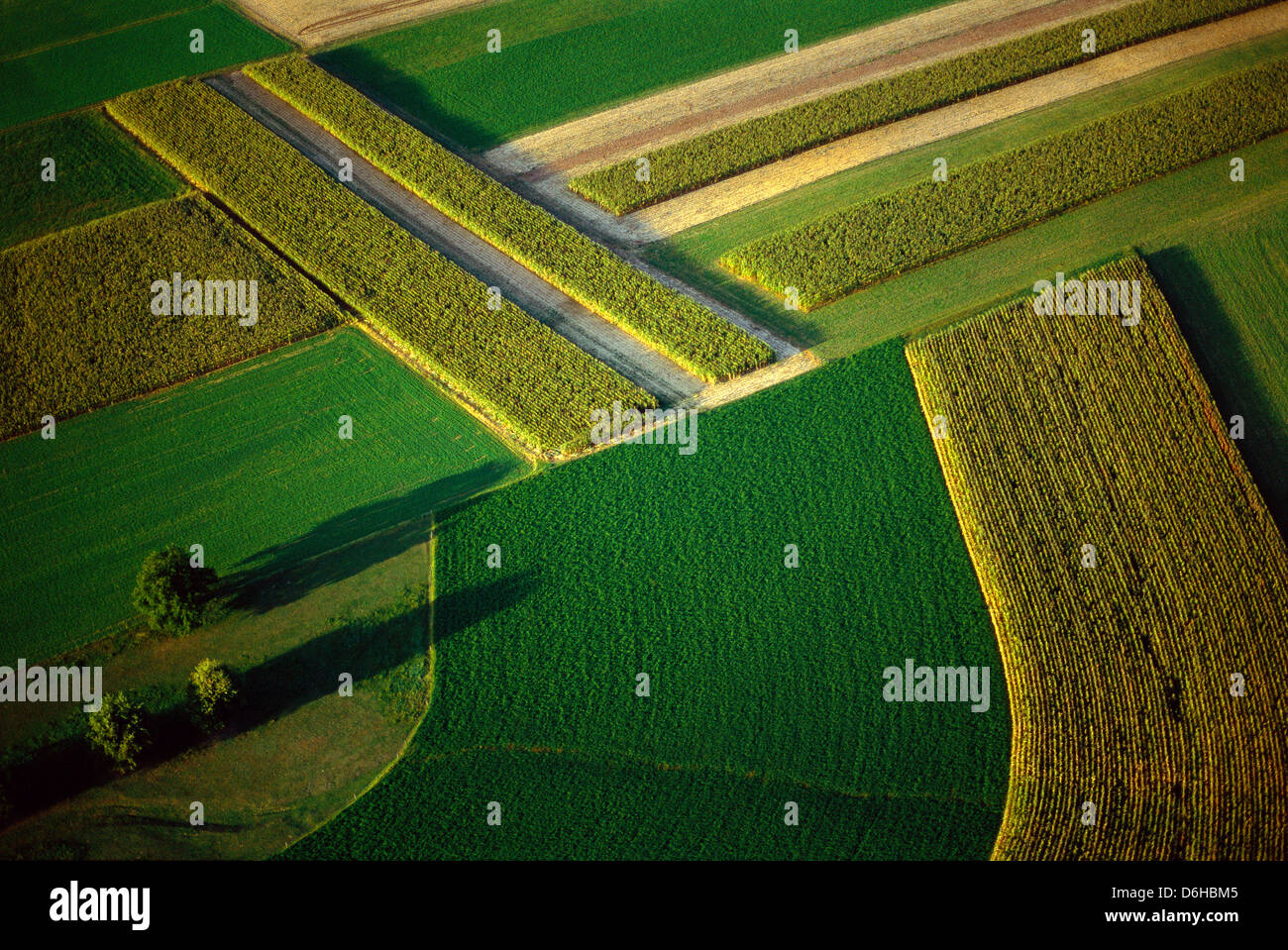 Aerial view of lush Lancaster County, Pennsylvania, farmland, home to ...