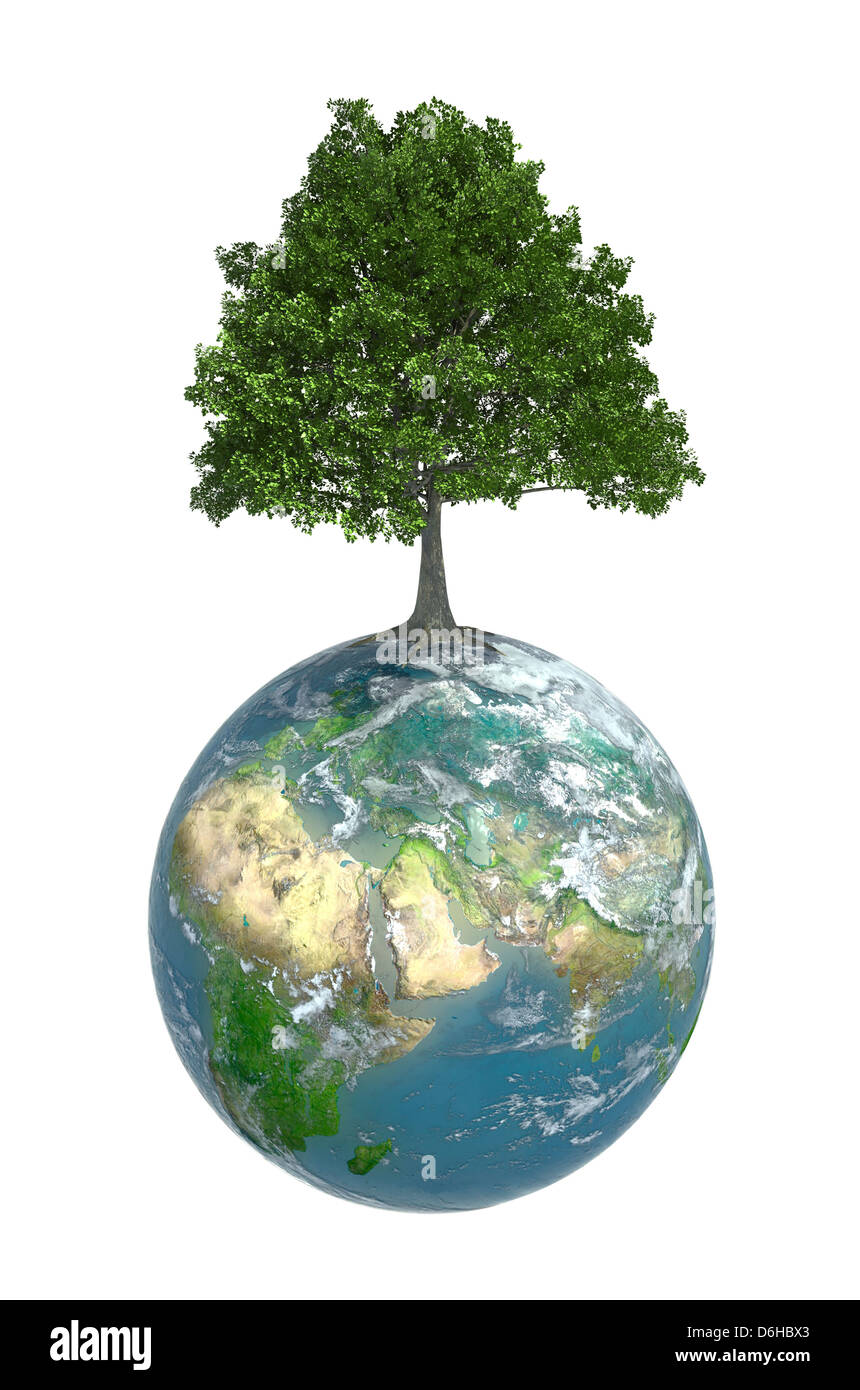 Planet earth tree cartoon Cut Out Stock Images & Pictures - Alamy