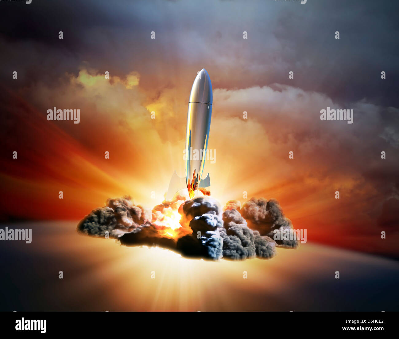Rocket launch, artwork Stock Photo - Alamy