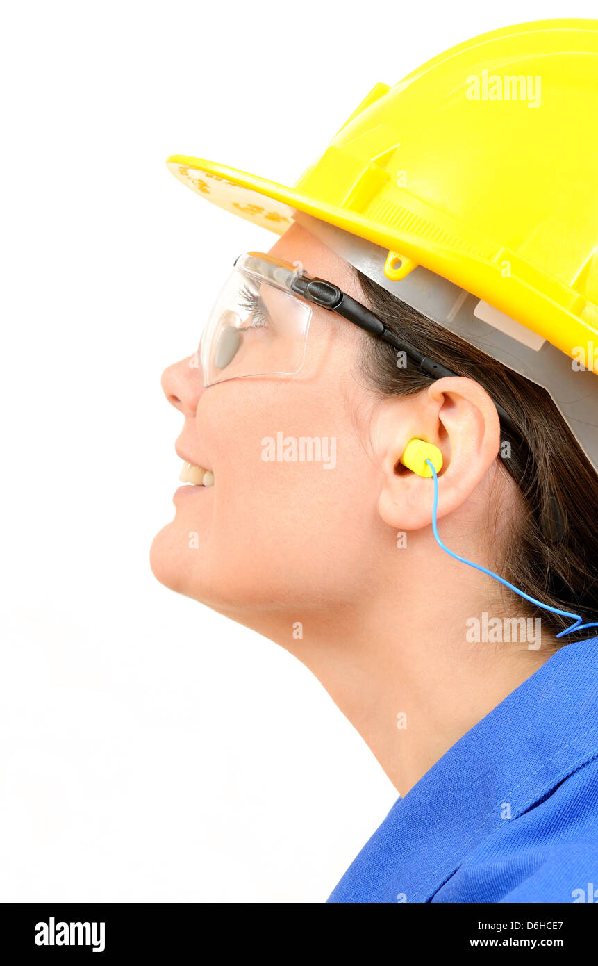 Woman wearing ear plugs hi-res stock photography and images - Alamy