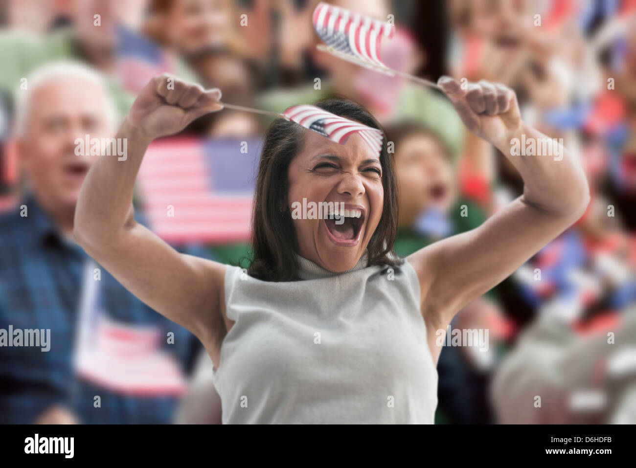American flags at political rally hi-res stock photography and images ...