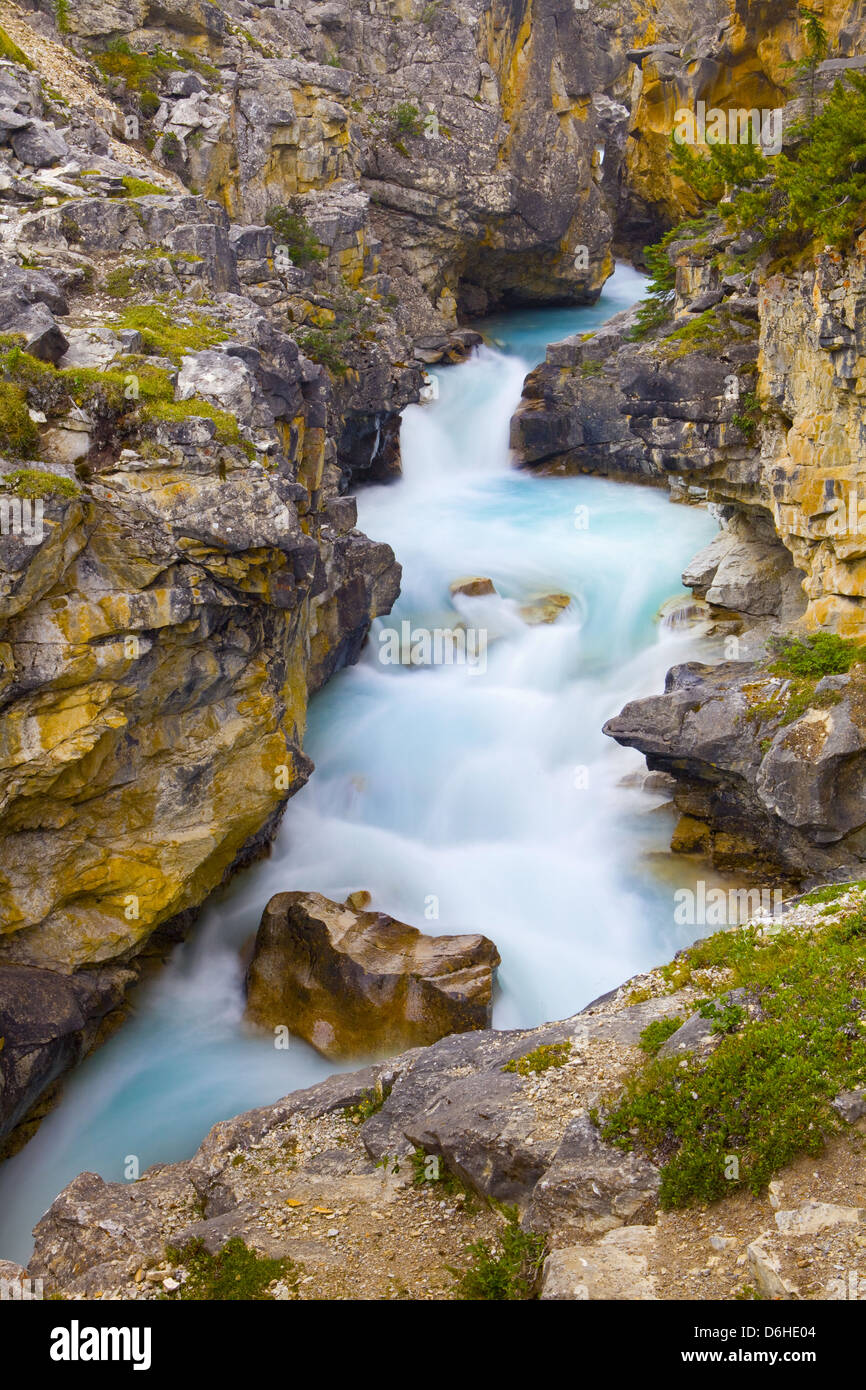 Blue mineralized glacial water, Banff National Park, Canada Stock Photo ...