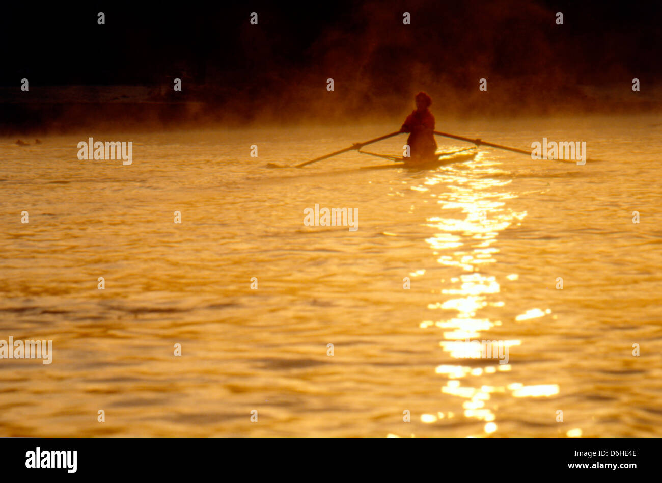 Sculling on the Schuylkill RIver at sunrise, Philadelphia, Pennsylvania ...