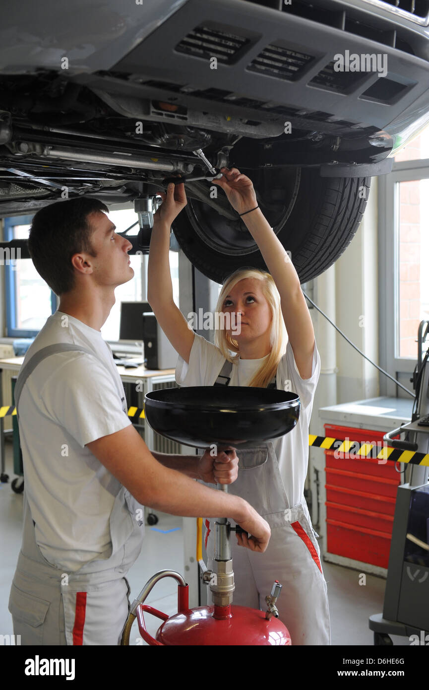Ingolstadt, Germany, in the mechatronics training workshop at Audi AG ...