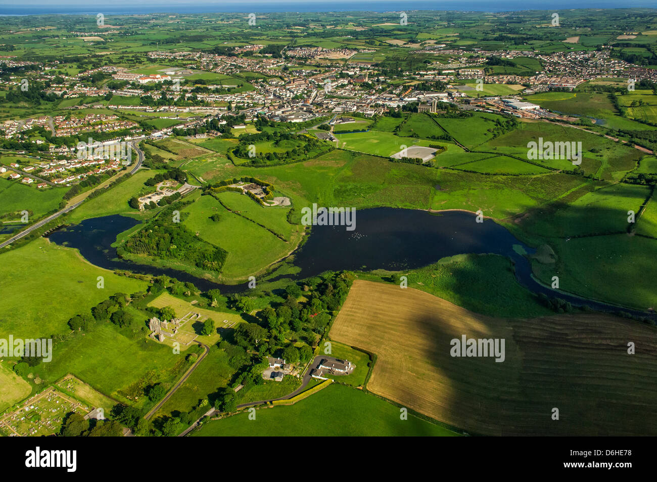 Aerial of Mound of Down River Quoile, Inch Abbey,Downpatrick Co. Down ...