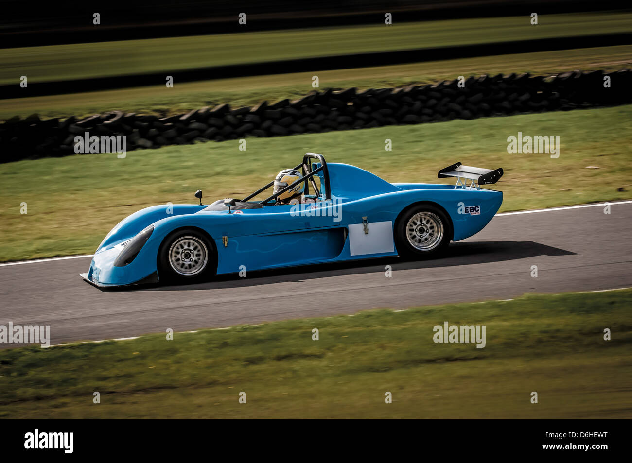 Side view of blue Kit car racing at Cadwell park race track Stock Photo ...