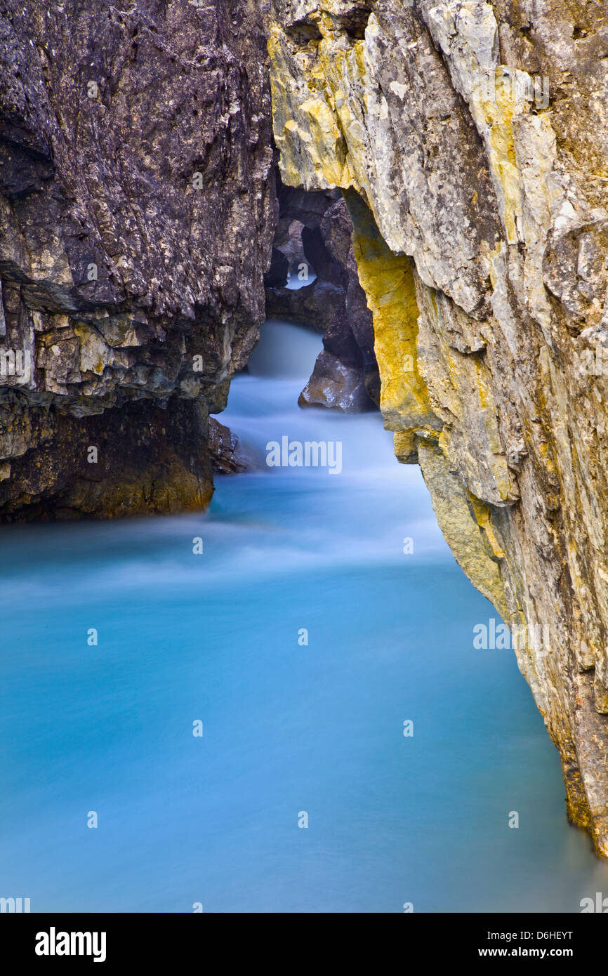 Blue mineralized glacial water, Banff National Park, Canada Stock Photo ...