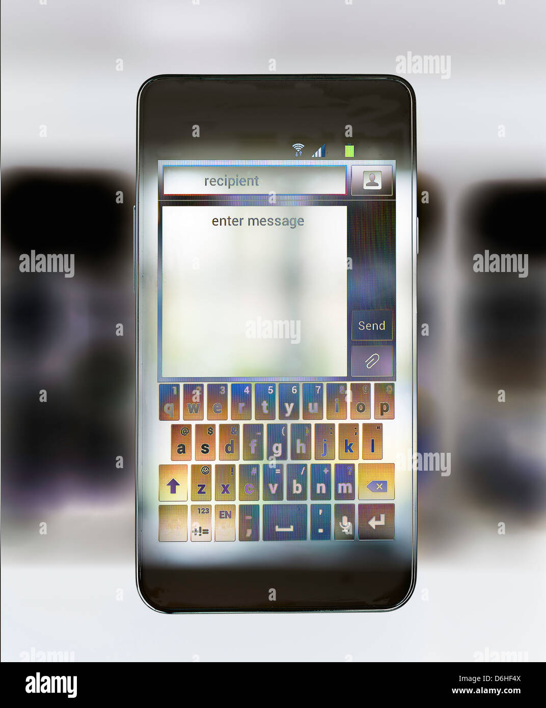 Mobile phone ready for a text message to be entered Stock Photo - Alamy