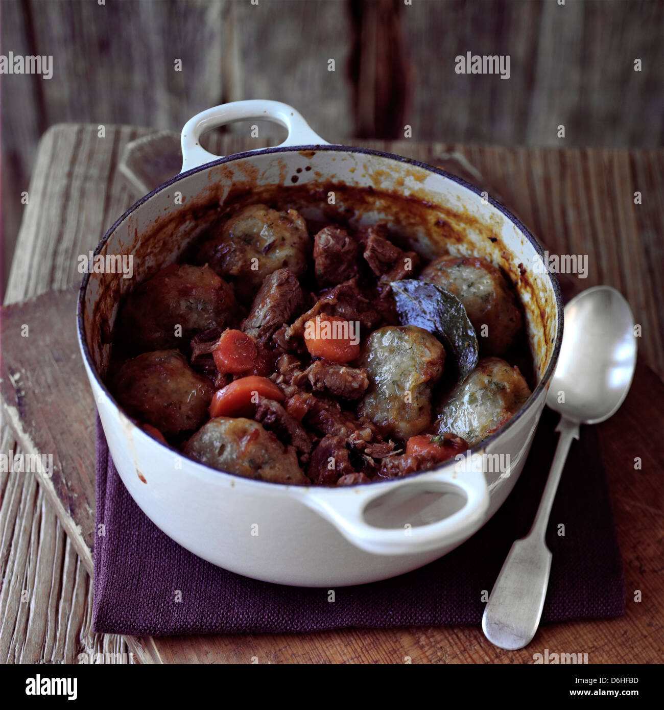 Beef casserole with dumplings Stock Photo - Alamy