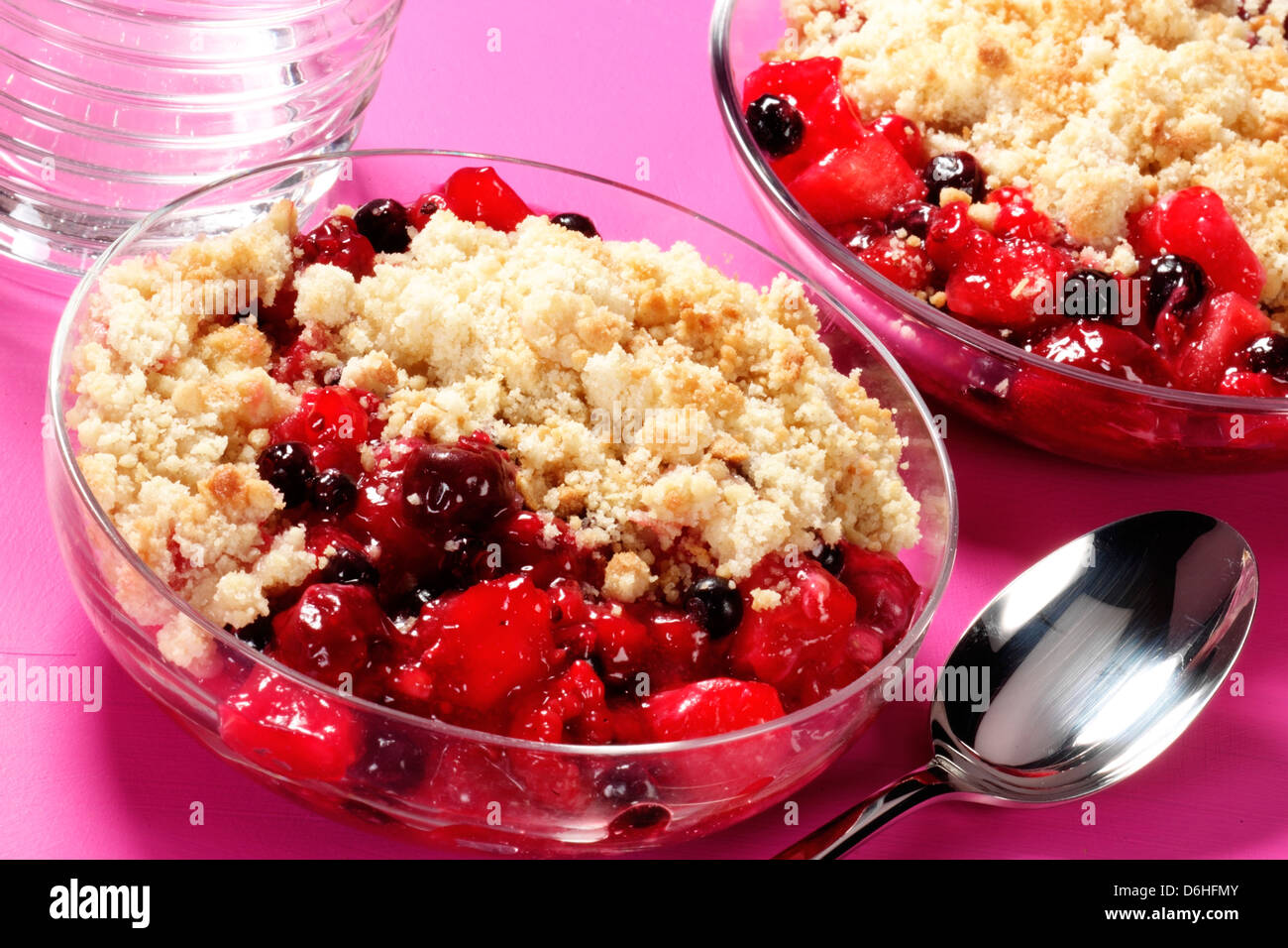 apple, cherry, raspberry and apple crumble Stock Photo - Alamy