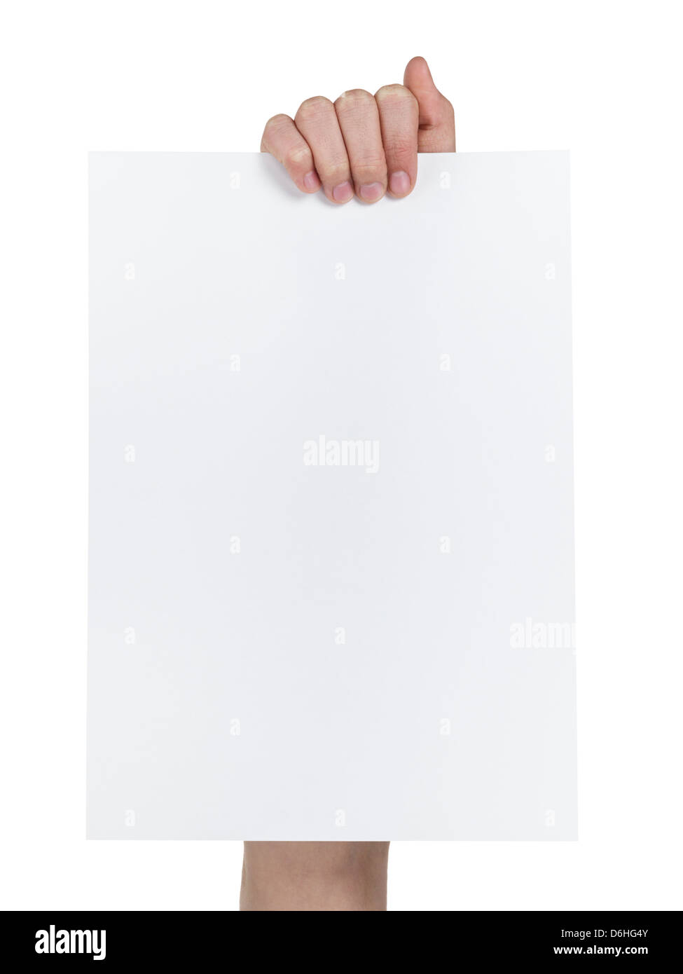 female teen hand holding blank paper a4 sheet, isolated on white Stock ...
