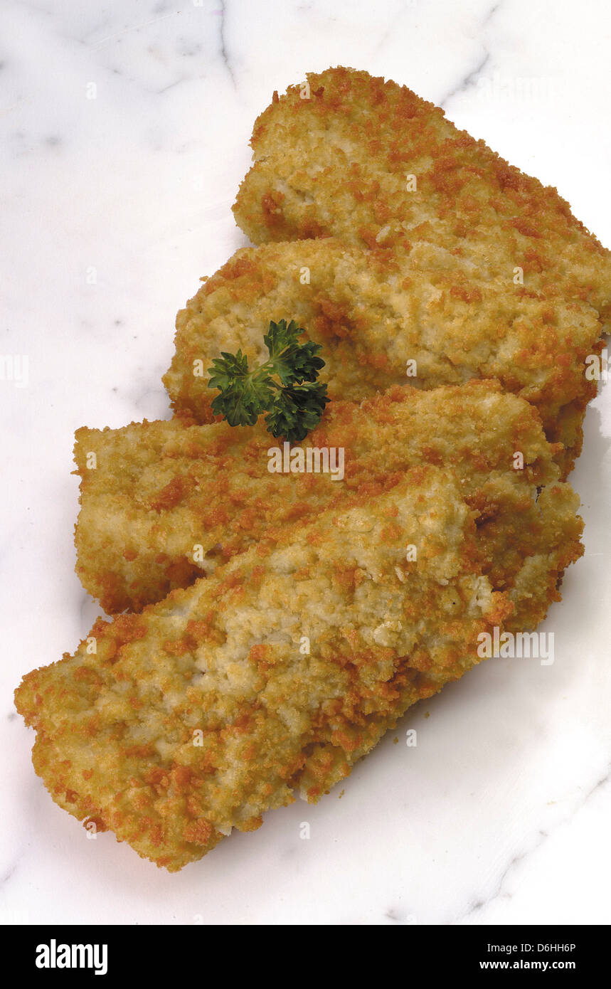 Cod portion, bread crumb Stock Photo - Alamy