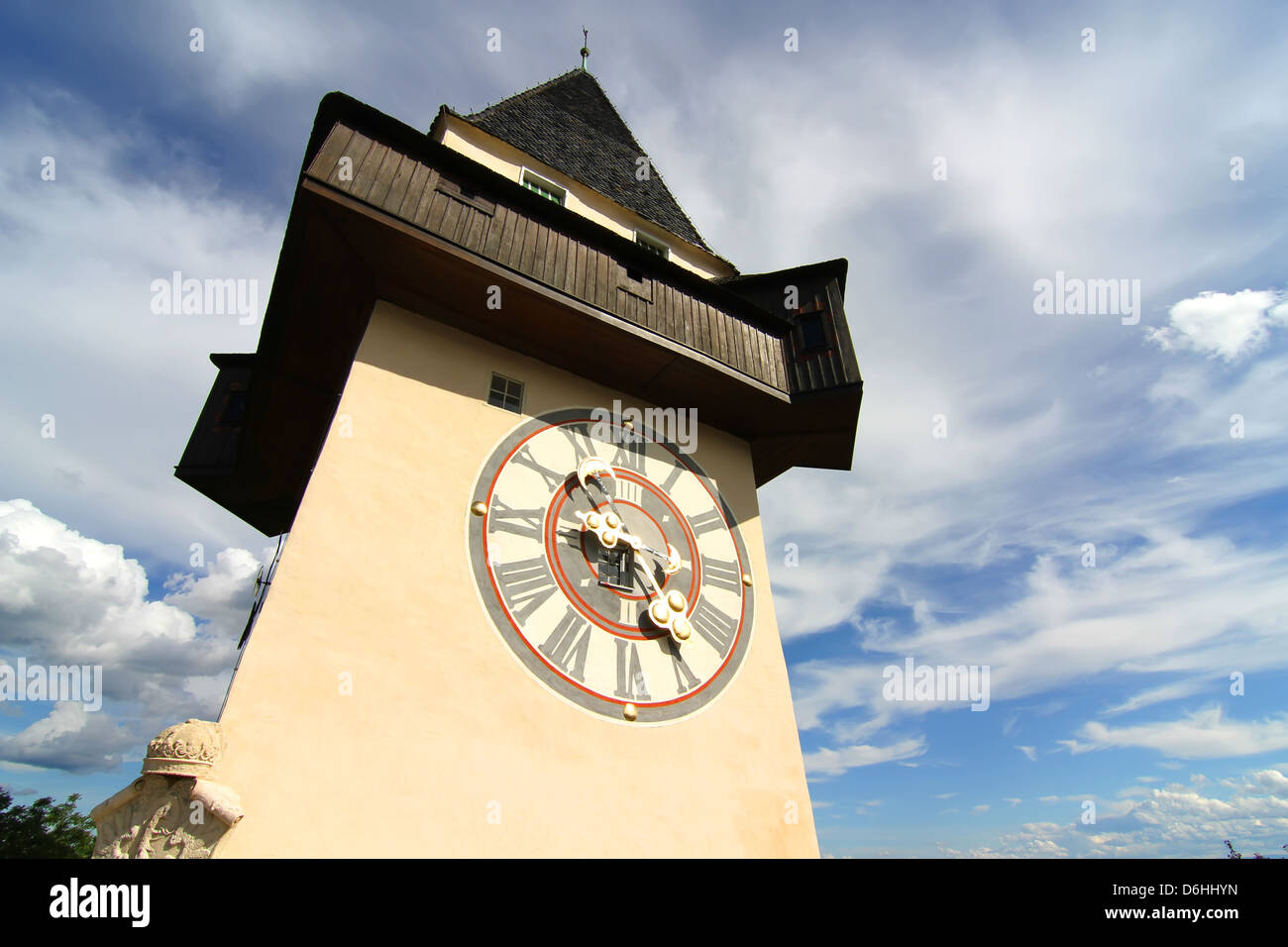 The famous Uhrturm (clock tower) in Graz (Grace), Austria, Styria ...
