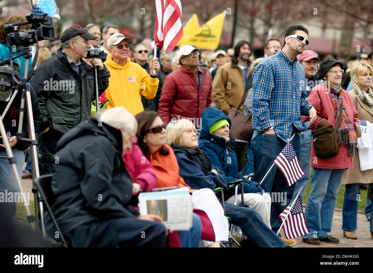 audience with American flags Stock Photo - Alamy