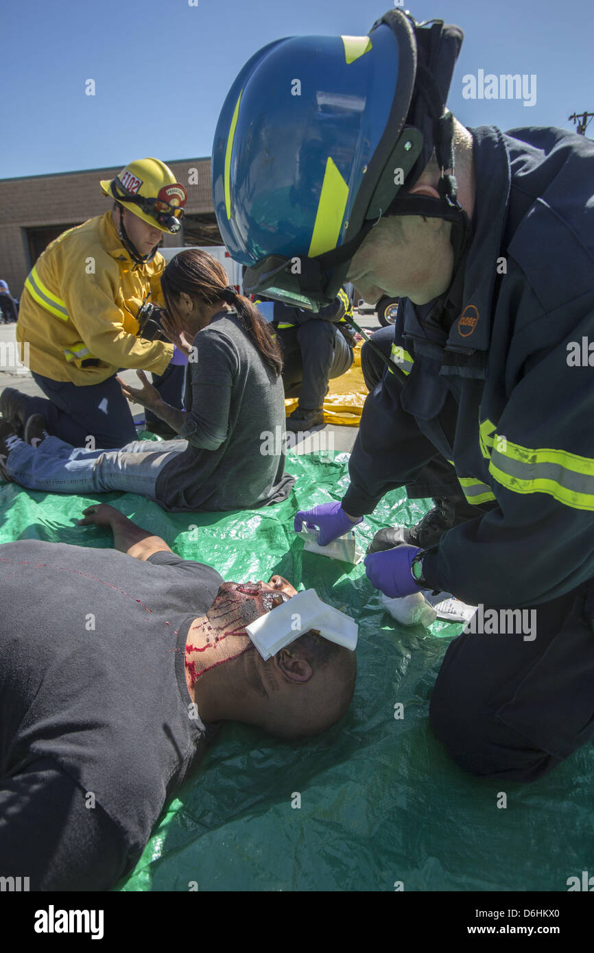 April 18, 2013 - Los Angeles, California, U.S - An emergency volunteer ...