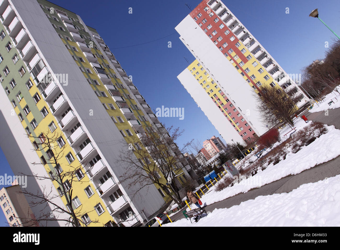 Warsaw Poland Flats and tower block apartments on a large housing ...