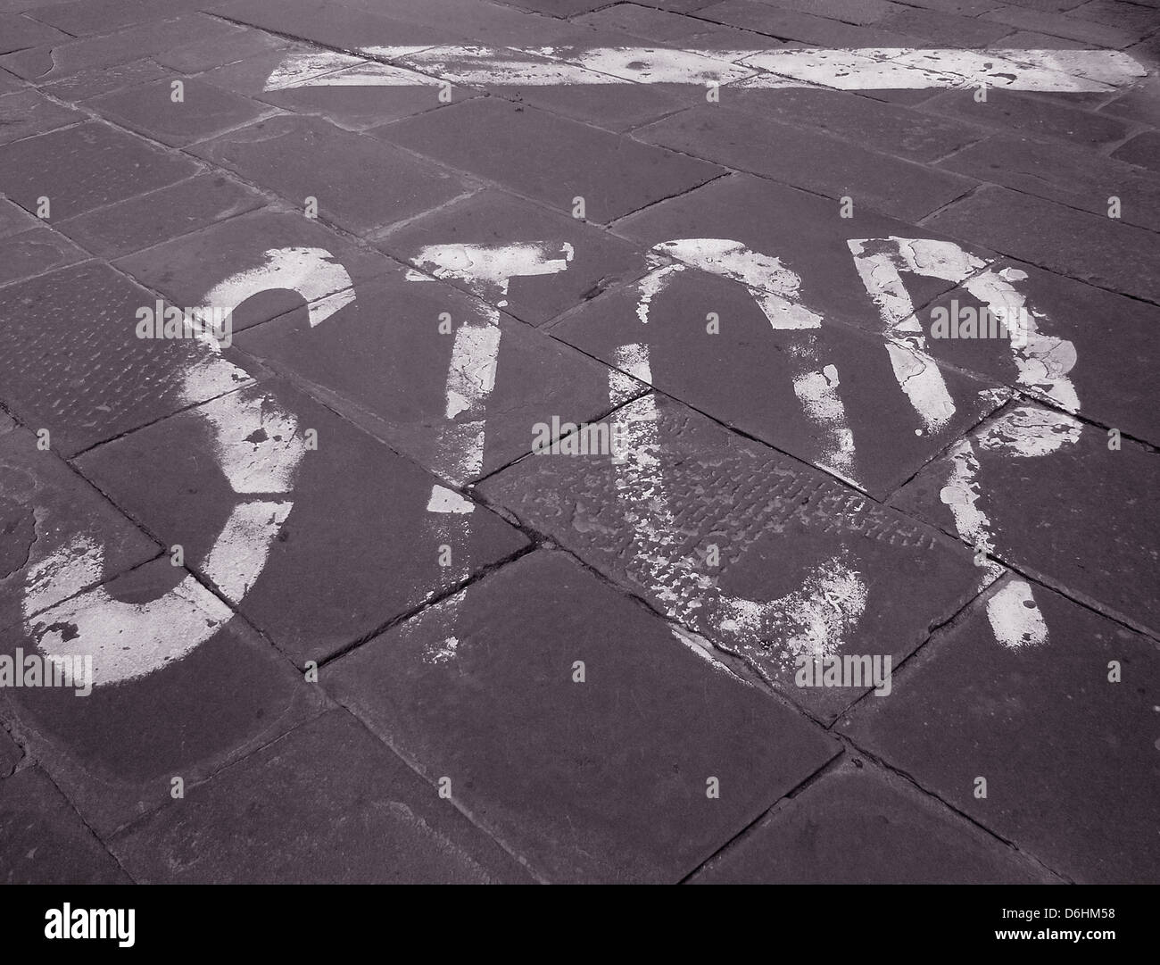 painted stop sign road marking Stock Photo - Alamy