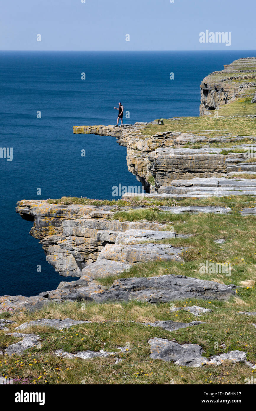 Inishmore Island. Aran Islands. Ireland. Limestone Sea Cliffs. Atlantic ...
