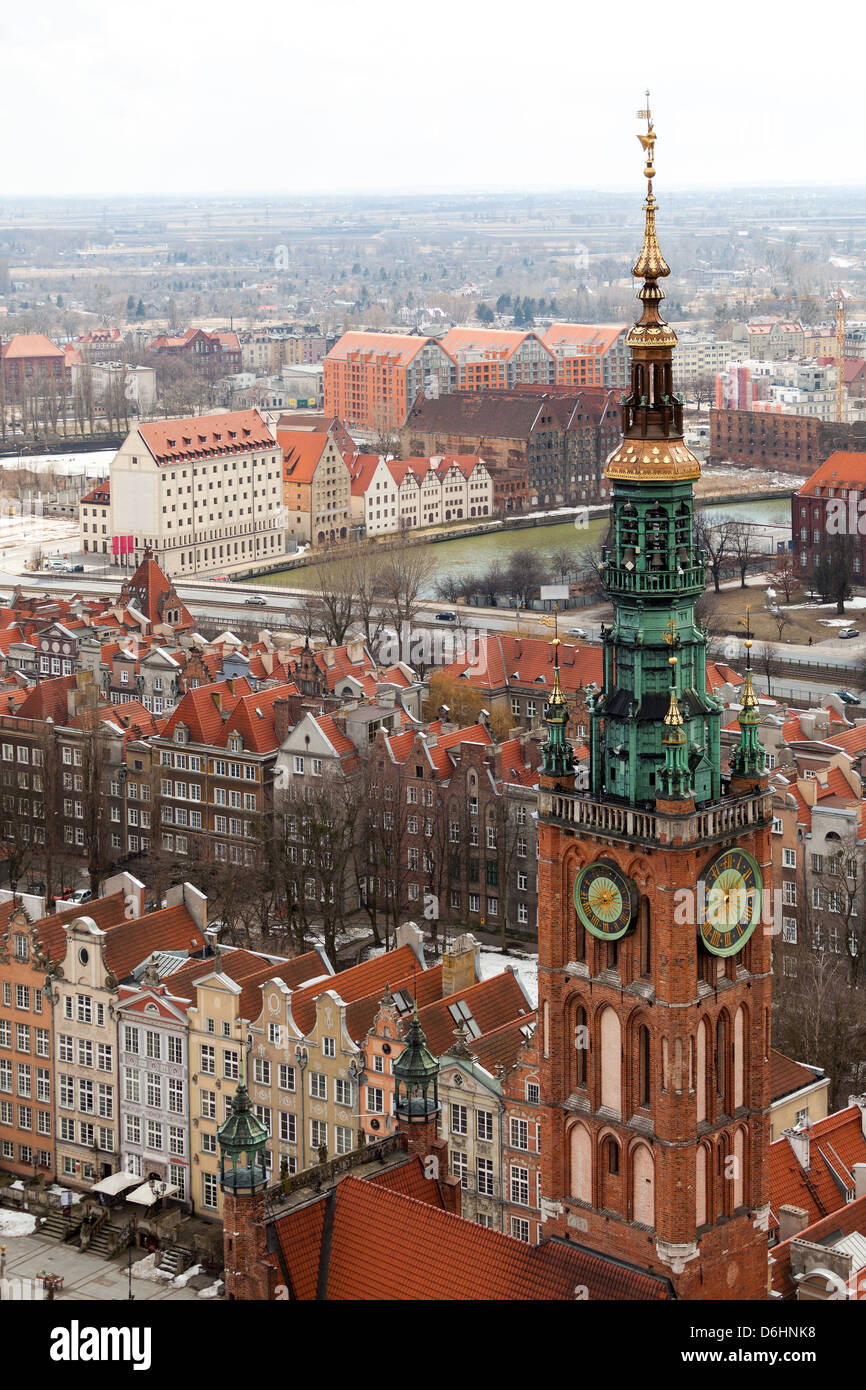 Architecture of old town in Gdansk, Poland - Bird`s eye view Stock ...
