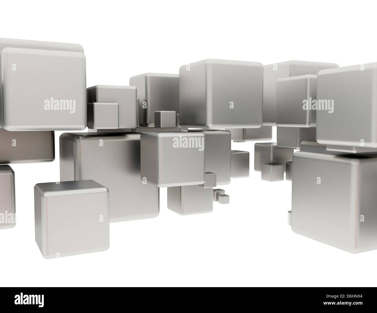 Abstract 3d metal cubes construction on white background Stock Photo ...