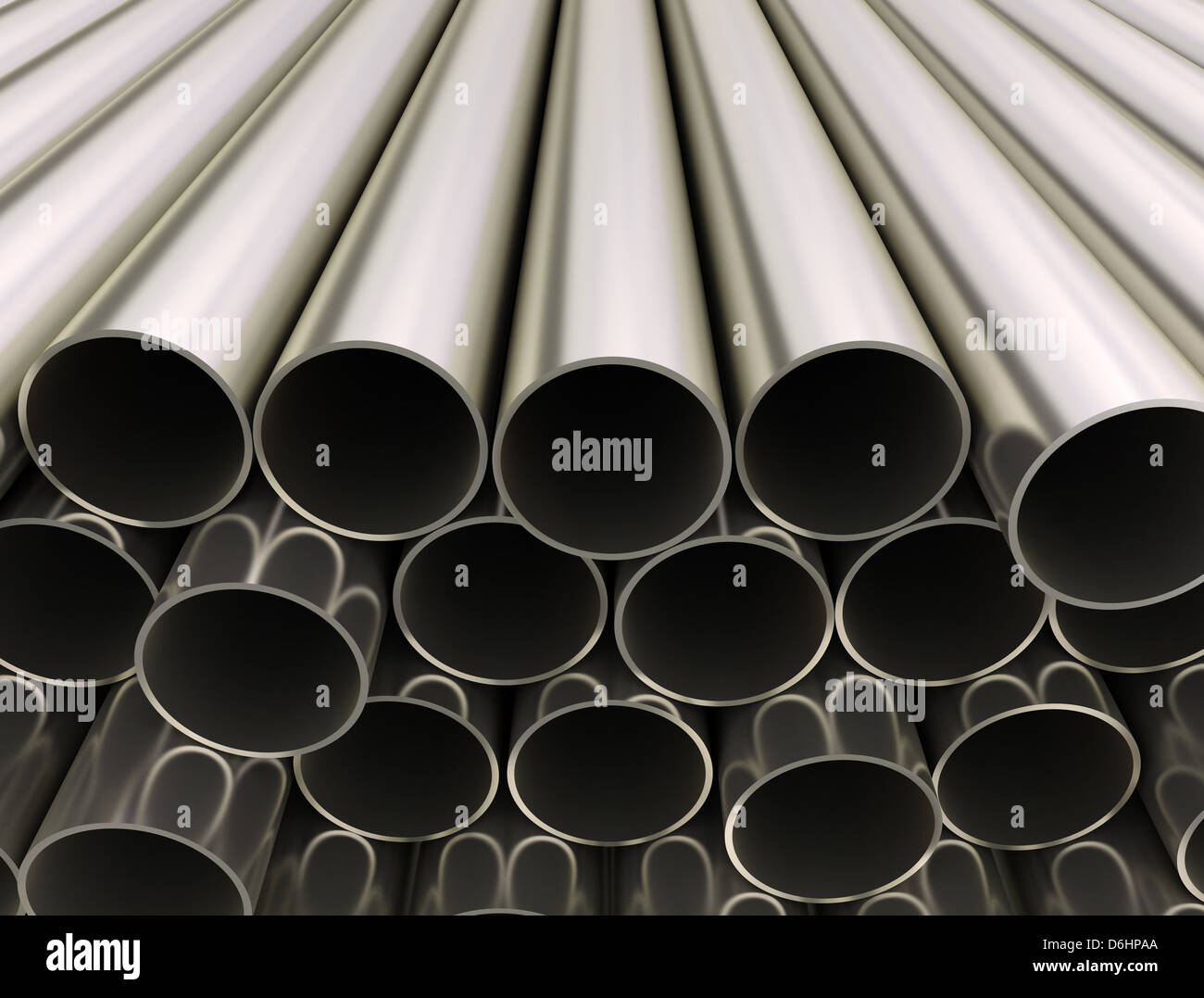 Steel pipes stacked close up image Stock Photo - Alamy