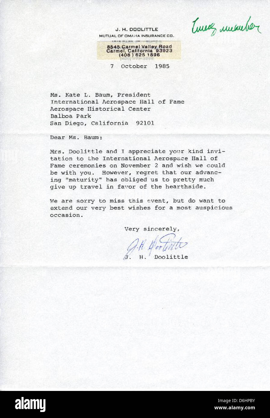 This signed flight instrument from General Jimmy Doolittle, a ...