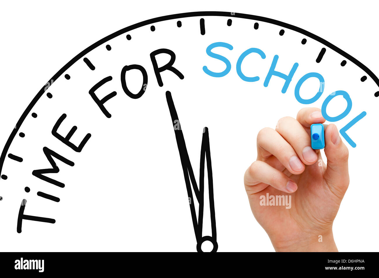 Hand writing Time for School concept with blue marker on transparent ...