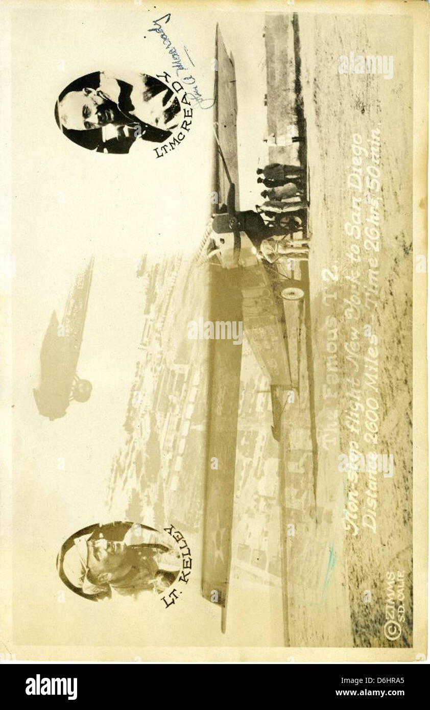 John Macready, a pioneering aviator, is shown with the Fokker T-2, the ...