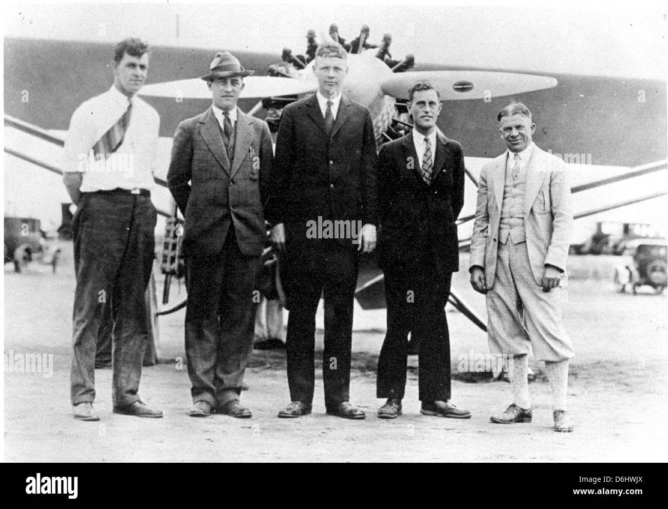 This photograph from 1927 features Charles Lindbergh, the famed aviator ...